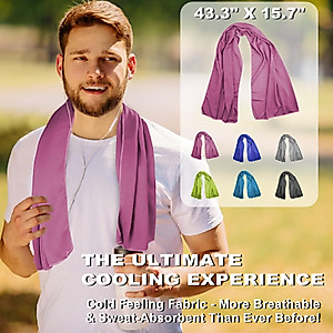 Meiyante Cooling Towel for Neck and Face 43.3" x 15.7" Cooling Towel for Hot Weather Quick Dry Workout Sweat Towel for Gym Soft Breathable Microfiber Towel Fitness Workout Camping Yoga Work Rose Pink