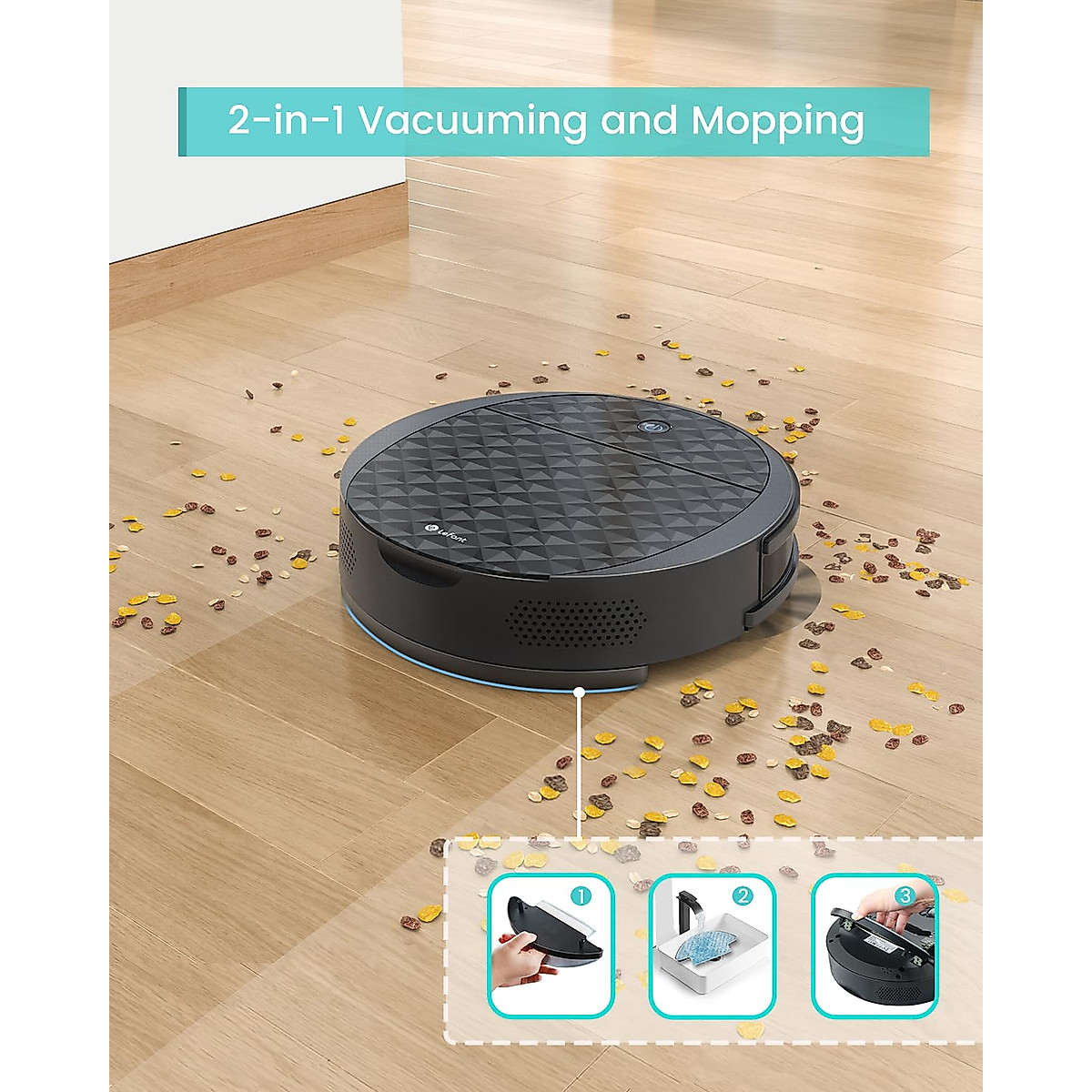 Lefant Robot Vacuum M213S, 3200Pa Powerful Suction, 150Mins Runtime, Tangle Free, Slim, Works with WiFi/App/Alexa, Robot Vacuum and Mop Combo, Ideal for Pet Hair, Carpets, Hard Floors