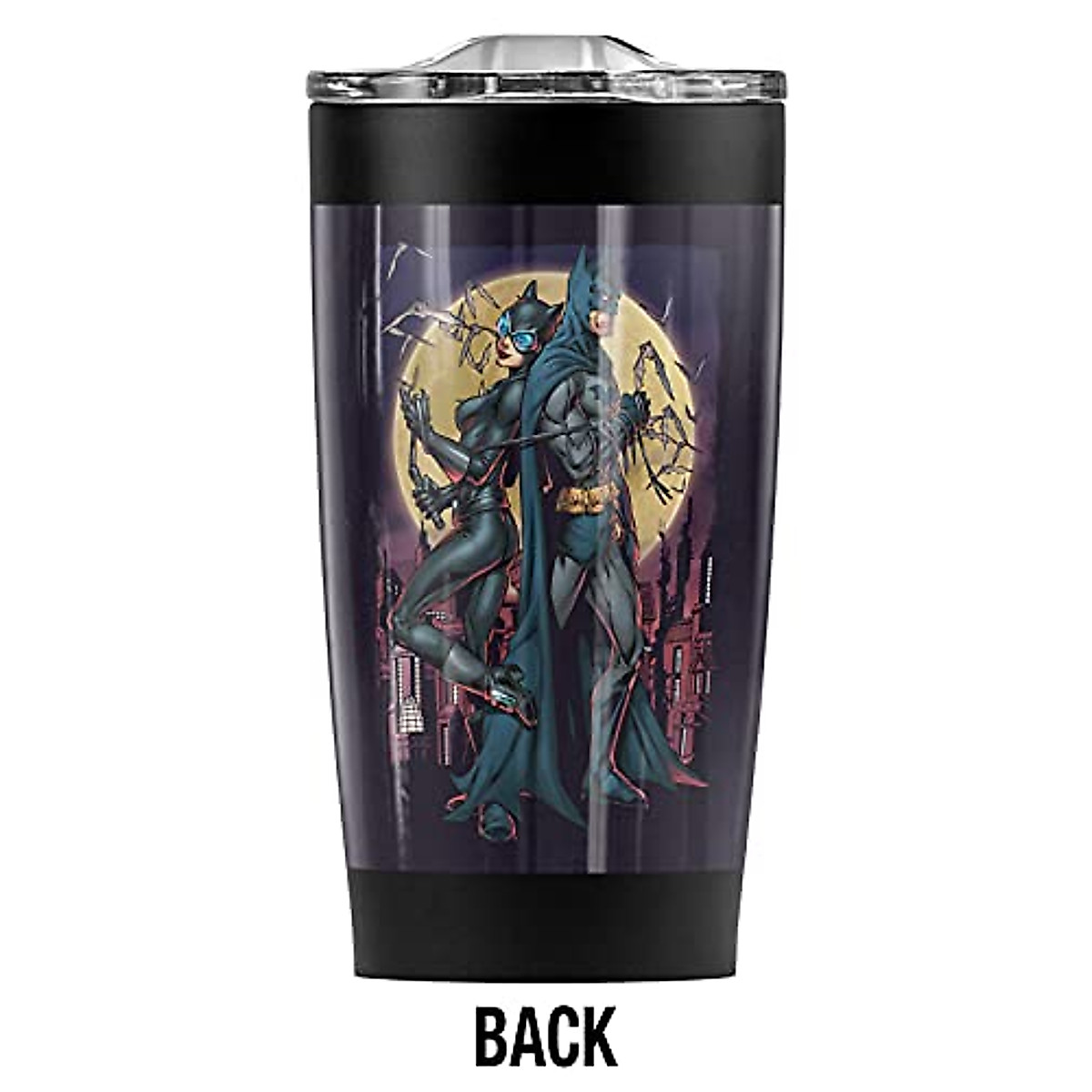Logovision Batman and Catwoman Paint the Town Stainless Steel Tumbler 20 oz Coffee Travel Mug/Cup, Vacuum Insulated & Double Wall with Leakproof Sliding Lid | Great for Hot Drinks and Cold Beverages