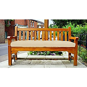 LOVTEX Tufted Bench Cushions for Outdoor Furniture Waterproof, 44 x 19 inches Patio Swing Cushions Beige - Overstuffed Indoor/Outdoor Loveseat Cushions with Round Corner