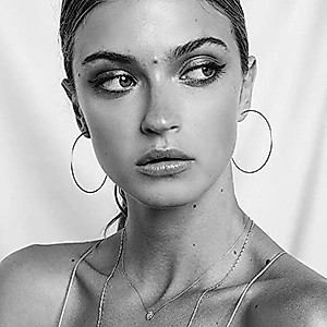 OOOPEL 2mm Sterling Silver Big Hoop Earrings For Women Sterling Silver Hoop Earrings Large Silver Hoop Earrings Womens Hypoallergenic Circle Endless Thin Hoop Oversize Silver Hoop Earrings For Women