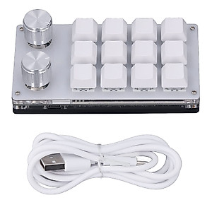 plplaaoo One Handed Mechanical Keyboard, Gaming Keyboard,Gaming Keypad,Mini USB Keypad 12 Key Multifunctional Shortcut Programmable Keyboard with 2 Knob for Gaming, one Handed Mechanical Keyboard