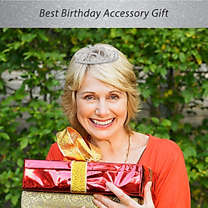 MEANT2TOBE 50th Birthday Sash and Tiara for Women - Fabulous Glitter Sash + Waves Rhinestone Silver Premium Metal Tiara for Her, 50th Birthday Gifts for 50 Party