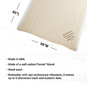 Let's Make Memories Personalized Anniversary Embroidered Throw - Customized Blanket for Couples - Home Decor - Made in USA - 50" W x 60" L