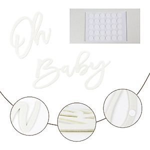 MASTRON Oh Baby Sign for Baby Shower Backdrop - Felt Oh Baby Sign Party Banner Boy Girl Baby Shower Decorations Gender Reveal 1st Birthday Party Photography Background - White