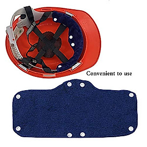 Alpurple 15 PCS Cotton Washable Hard Hat Sweatband- Reusable Snap on Sweat Band Liner, Absorber Terry Sweatband with Liner Snap,Hard Hat Accessories (Blue)