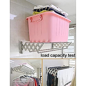 EAFTOS Wall Mounted Stainless Steel Drying Rack Great for Laundry Room,Bathroom,Utility Area Clothes Retractable Folding Bathroom
