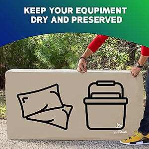 YardStash Deck Box Cover - Heavy Duty, Waterproof Covers for Outdoor Cushion Storage and Large Deck Boxes - Protects from Rain, Wind and Snow - XXL - Tan