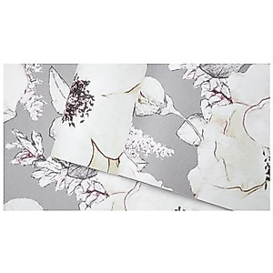 HAOKHOME Floral Peel and Stick Wallpaper Peony Removable Grey/Pink Vinyl Cabinet Self Adhesive Shelf Liner 17.7in x 9.8ft