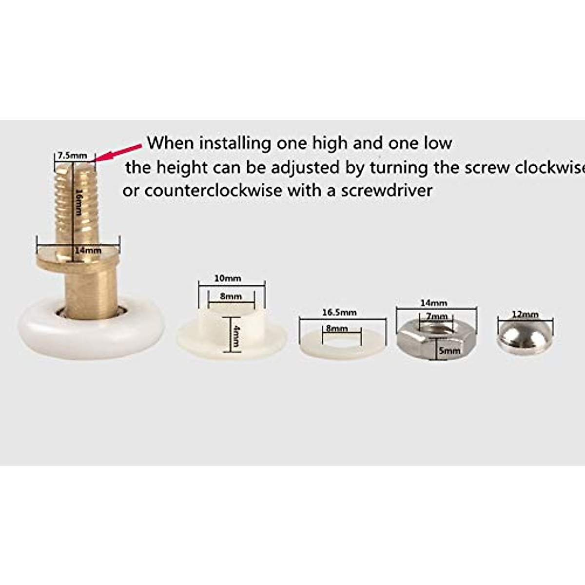 Bioristar Sliding Door Pulleys Glass Bearing Rollers Shower Door Rollers Replacement Sliding Door Rollers Shower Door Hardware Installation Kit (Diameter 27 mm)