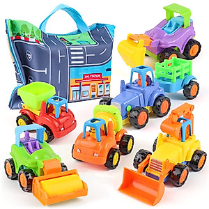 Inertia Baby Toy for 1 Year Old Boy Cars Gifts with Storage Bag, 6 Pcs Push and Go Cars Toys, Kids Toys Car for Boys, Early Educational Toys for 1 2 3 Year Old Boys Girls, Birthday Gift for Toddlers