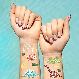 xo, Fetti Dinosaur Tattoos for Kids - 36 styles | Dino Fossil Birthday Party Supplies, T-Rex Party Favors, Stegosaurus Decorations, Easter Basket, Arts and Crafts, Activity