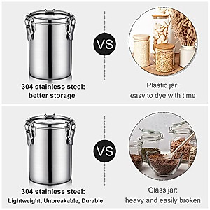 Zopeal 6 Pack 34 Oz Stainless Steel Canisters Set Stainless Steel Airtight Food Storage Containers Metal Containers with Lids Sealed for Tea Coffee Sugar Flour Baking Pantry Kitchen Counter (17.6 Oz)