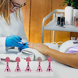 Difenni Nail Stands Acrylic Nail Art,Press on Nail Stand Magnetic Nail Tips Practice Holder 54 Pcs Reusable Adhesive Putty for DIY Painting(Pink