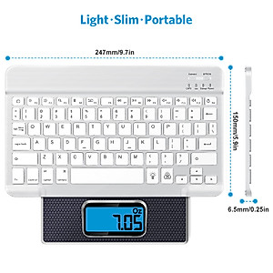 OMOTON Bluetooth Keyboard, Wireless Rechargeable Keyboard for iPad, iPad Pro, iPad Mini, iPad Air with Illuminated LED (White)