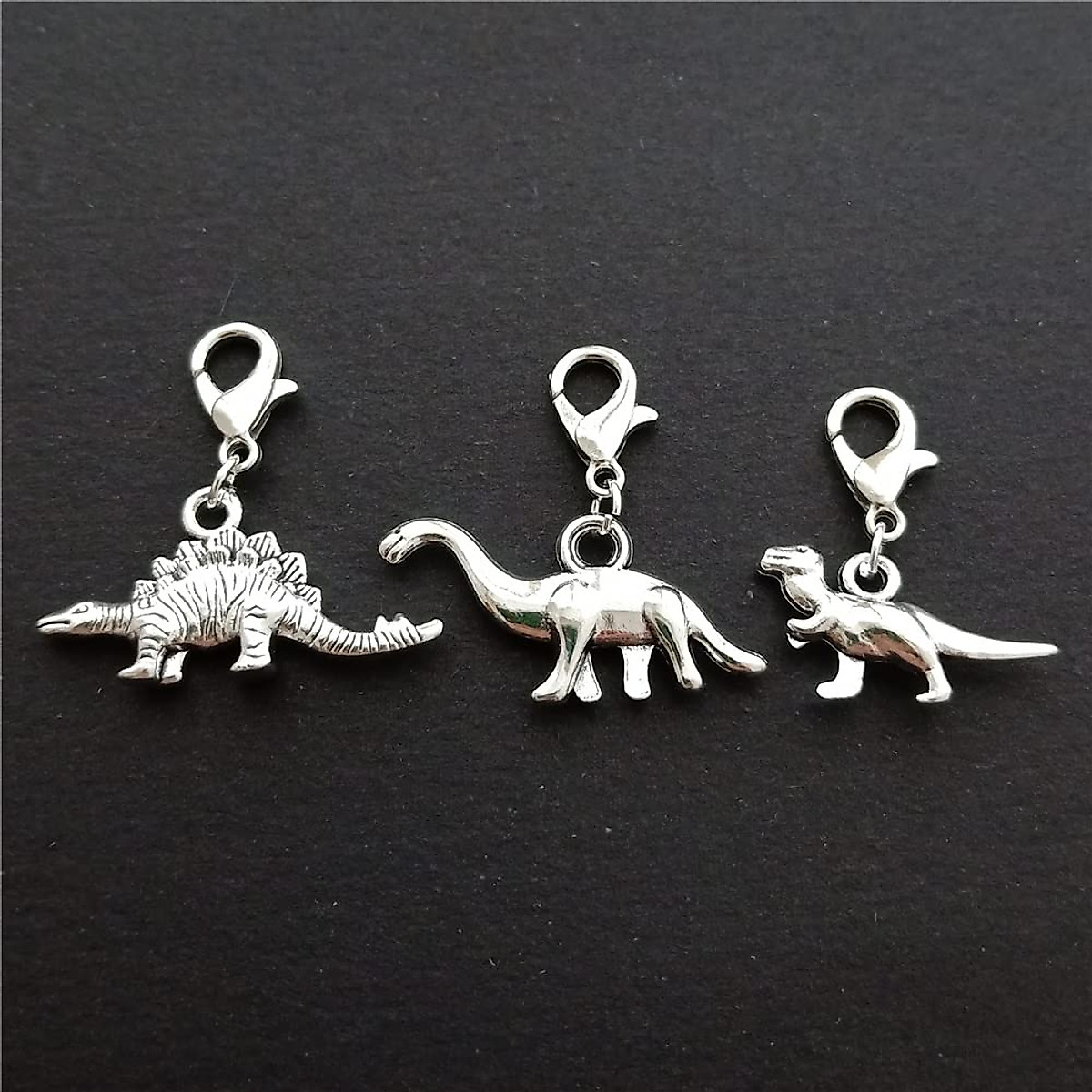 3pcs Dinosaur Clip on Charm, Planner/Zipper Pull/Bag Charm/Case/Lanyard Charm, Stitch Marker, Dino Jewelry
