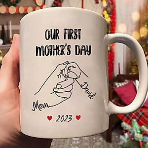 Personalized First Mother's Day Ceramic Coffee Mug, Gift For Mom From Baby, Mug For New Mom, Our First Mother's Day Together Custom Names Mug