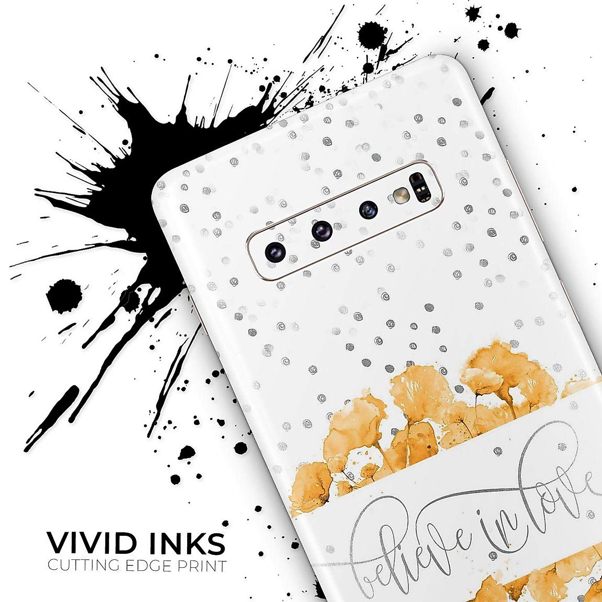 DesignSkinz Karamfila Yellow & Gray Floral V9 Protective Vinyl Decal Wrap Skin Cover Compatible with The Samsung Galaxy S20 (Screen Trim & Back Glass Skin)
