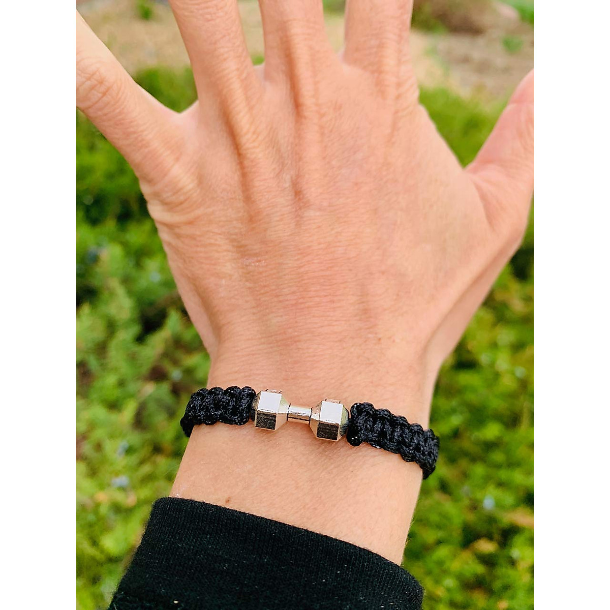 Fitness Bracelet, Motivational Dumbbell Charm Adjustable Bracelet for Men & Women, Exercises Weightlifting, Sports Fitness, Personal Trainer Gift