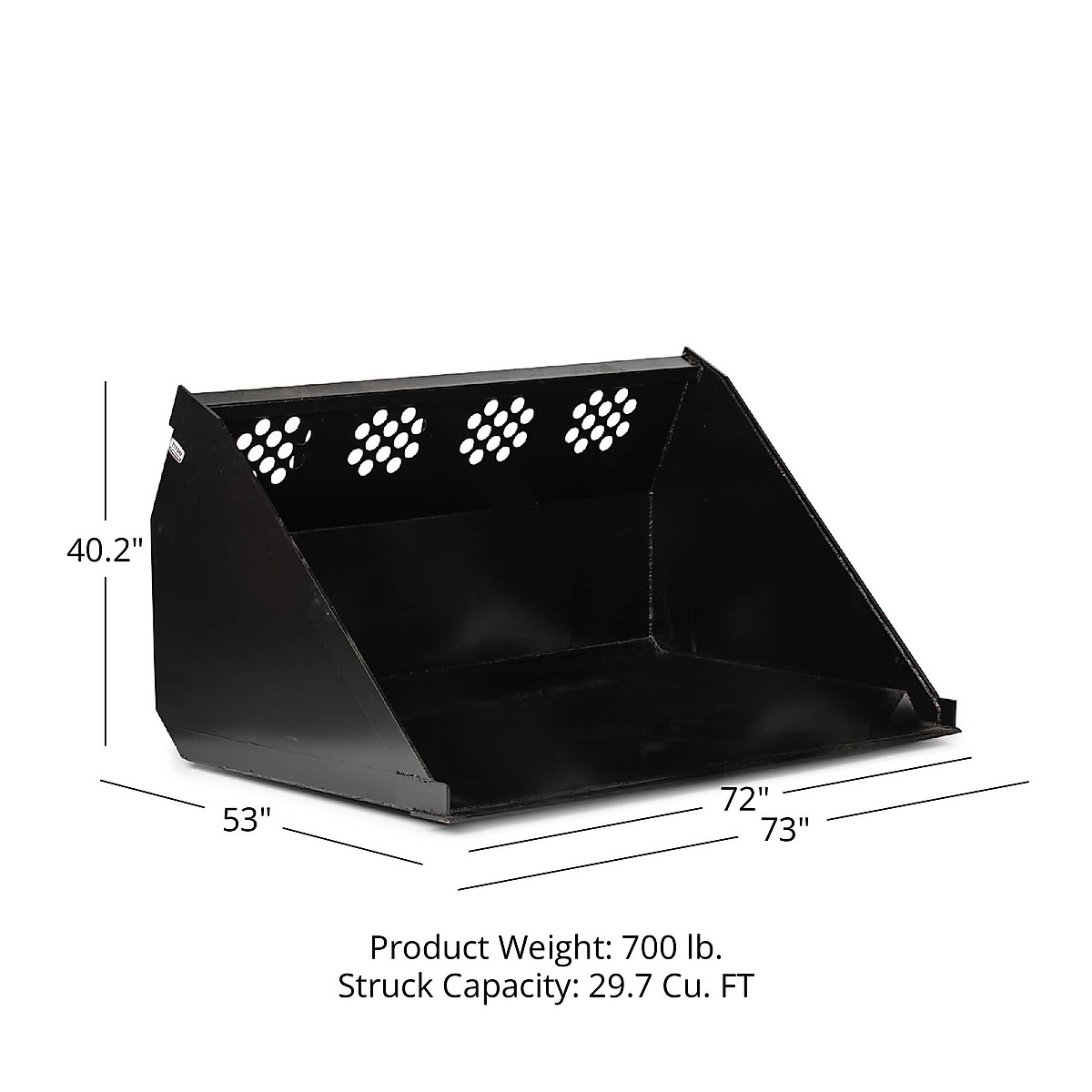 Titan Attachments 72" Bucket Attachment, Tractor & Skid Steer Quick Tach Accessory, High Volume Light Material Bucket, 0.5" Thick Skid Steer & Tractor Bucket Cutting Edge, for Snow & Light Materials