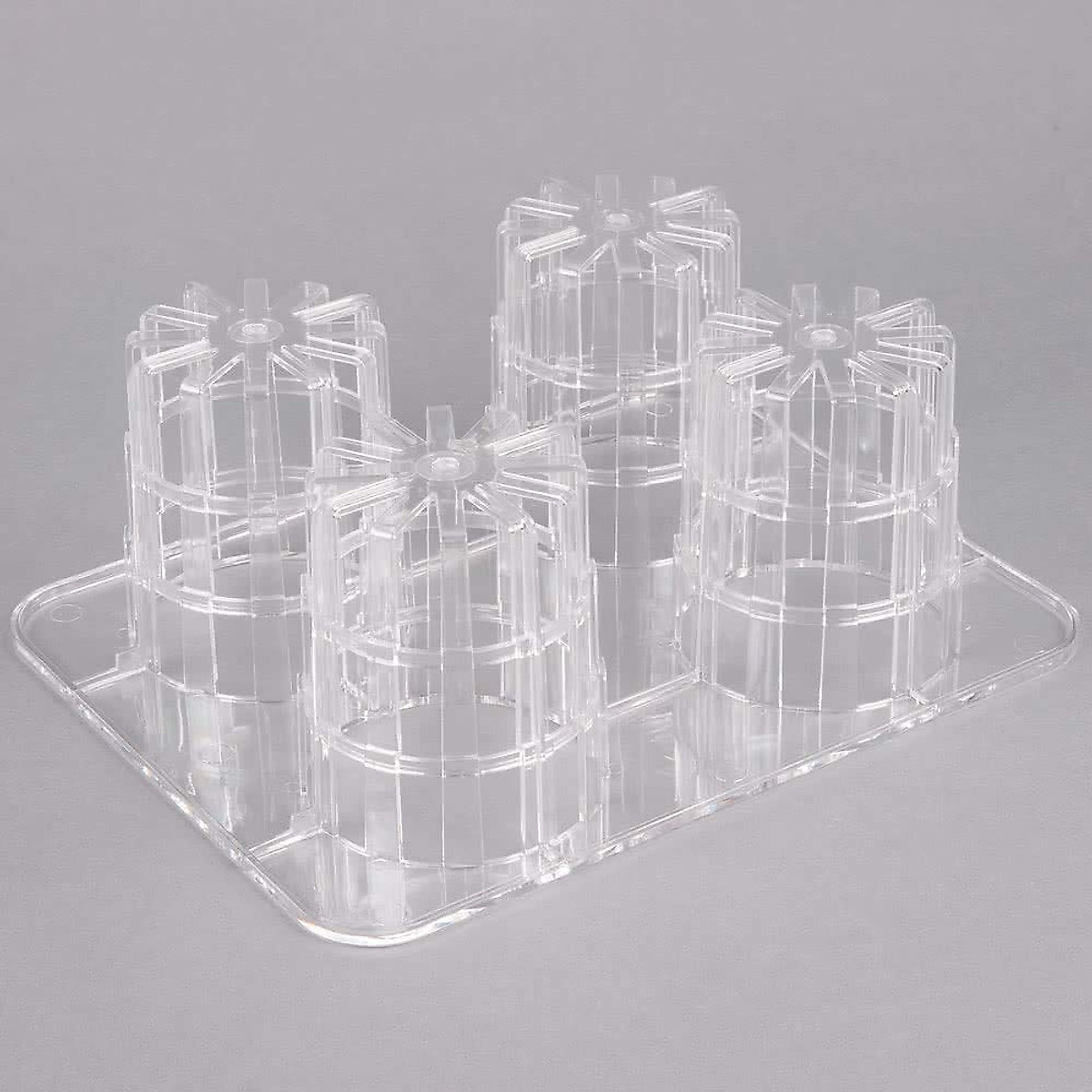 G.E.T. Enterprises Clear Rack with 4 Slots for Salad Dressing Bottles, Break Resistant Dishwasher Safe Polycarbonate Salad Dressing Bottles Collection SDB-32-PC-RACK (Pack of 1)