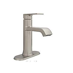 MOEN Genta Single Hole Single-Handle Bathroom Faucet in Spot Resist Brushed Nickel