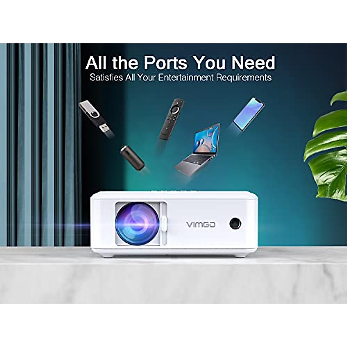 VIMGO 5G WiFi Projector, 8500L Native 1080P Outdoor Movie Projector, Mini Projector with Synchronized Smartphone Screen, 200'' Portable Projector for TV Stick, Video Games, HDMI/USB/AV, iOS & Android