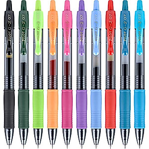 Pilot G2 Premium Retractable Gel-Ink Rolling Ball Pens, Fine Point (0.7 mm), Assorted, 10/Pk (13513)