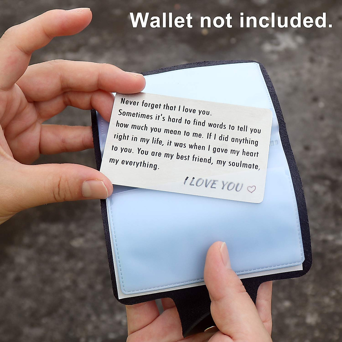 Engraved Wallet Card Insert, Stainless Steel Anniversary Wallet Cards Gifts from Wife for Husband Men Boyfriend