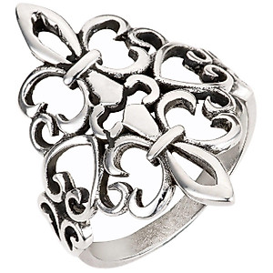 CloseoutWarehouse 925 Sterling Silver Noble Fleur De Lis Ring Size 8