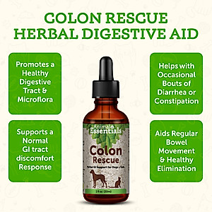 Animal Essentials Colon Rescue for Dogs & Cats - Constipation Relief, Stool Softener with Slippery Elm, Marshmallow Root, Licorice Root - 1 Fl Oz