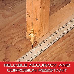 Starrett Solid Brass Corrosion-Resistant Plumb Bob with 10 Feet Nylon Cord and Replaceable, Hardened Steel Points for Reliable Accuracy - 8oz Weight - PBB-8