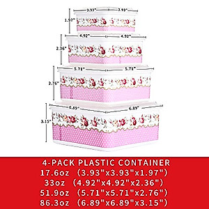 Food Containers Set of 4 with Lids Leakproof PP BPA-Free Microwaveable Food Storage Premium Heavy-Duty Quality, Freezer & Dishwasher Safe (68, 43, 24 and 10 oz.)