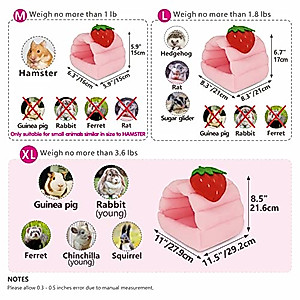 VOZRELS Guinea Pig Bed, Warm Fleece Cozy Hideout, Small Animal House Bedding for Rabbit, Bunny, Hamster, Hedgehog, Rat, Chinchilla, Ferret, Squirrel Cage Accessories (Medium, Pink)