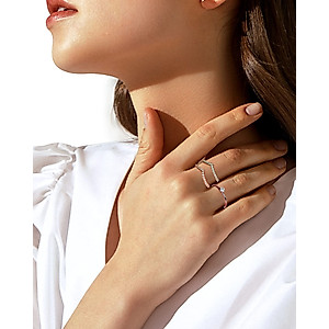 ATTA GEMS Women Rings Sterling Silver Rings Moissanite Rings for Women 18K Gold Plated S925 Silver Dainty Stacking Wedding Band Engagement Rings (tear, 6)