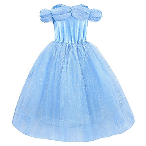 GJDAMFD Girls Dress up Costume Blue Butterfly Princess Dresses with Accessories for Little Girls 3-4T
