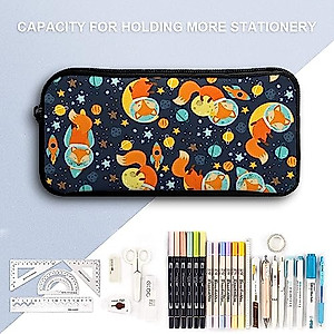 DTCCET 3PCS Space Fox Backpack Set, Cute Daypack Cartoon Galaxy Fox Shoulders Backpack with Multiple Pockets, Classic Laptop Bag with Lunch Tote Bags(Space & Fox)