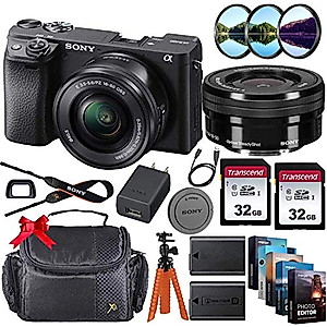 Sony Alpha a6400 Mirrorless Digital Camera with 16-50mm Lens + 2 x 32GB Memory Cards, Sturdy Equipment Carrying Case, Spider Tripod, Software Kit and More