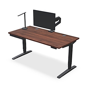 UPLIFT Desk Walnut Laminate (60 x 30 inch) Standing Desk 2-Leg V2 Adjustable Stand Up C-Frame (Gray), Advanced Keypad, Wire Grommets, Wire Tray, Rocker Board