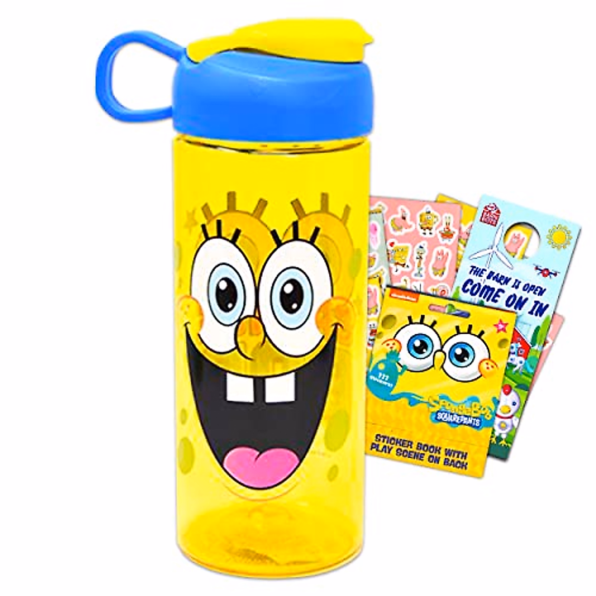 Nick Shop SpongeBob SquarePants Water Bottle Bundle - SpongeBob School Supplies Set With SpongeBob Water Bottle And Stickers (SpongeBob Water Bottle For Kids)