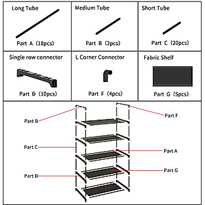 Yegazte 5-Tier Stackable Shoe Rack, Narrow Shoe Stand for 10-12 Pairs Shoe and Boots Organizer Storage Shelf Space Saving for Closet, Entryway and Hallway(Black)