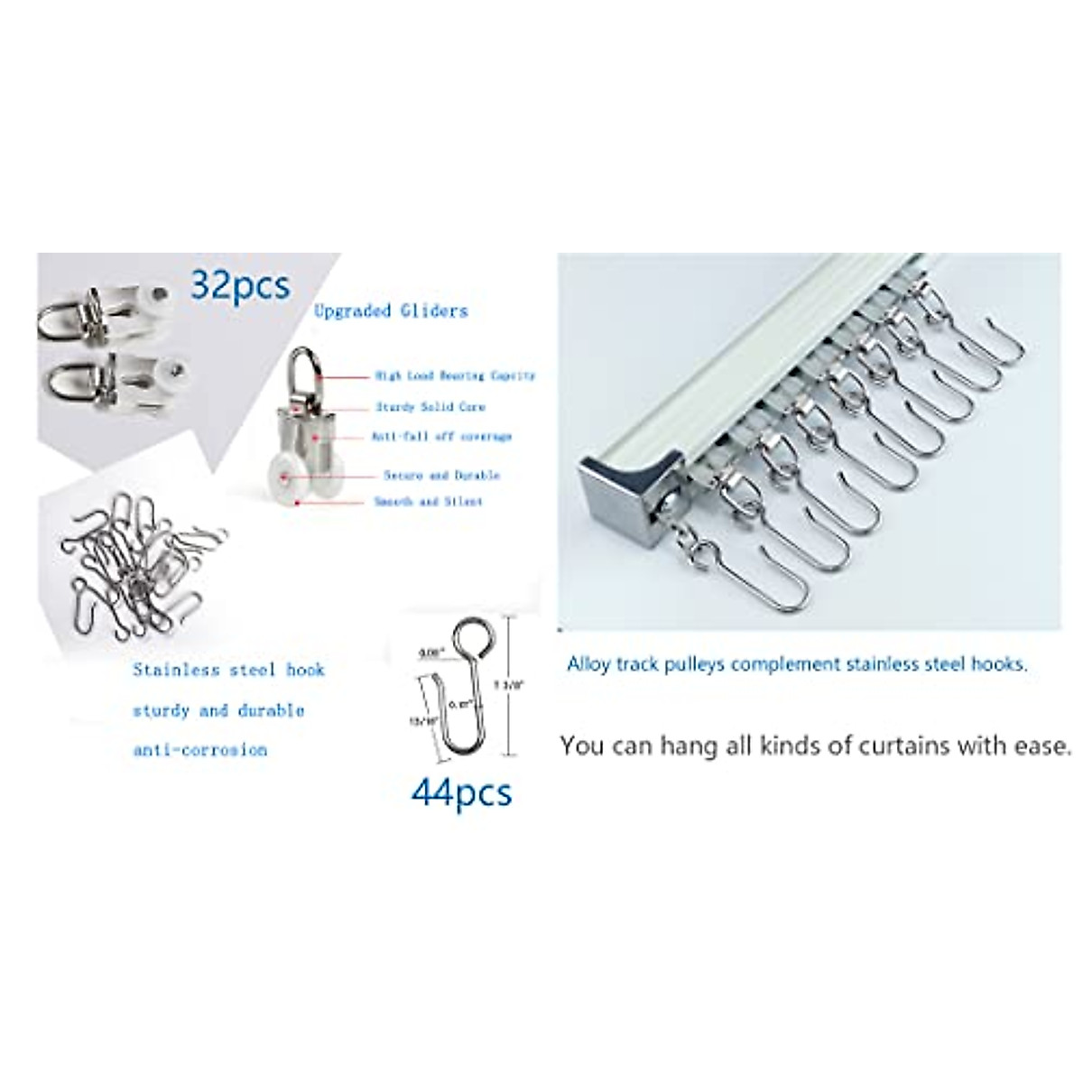 Ceiling Curtain Track Set,Room Divider Track, Shower Curtain Track Set with Hooks and All Accessories for Living Room, Bed Room, Closet and Sliding Door (champagne, For Spaces 6ft - 12ft Wide)