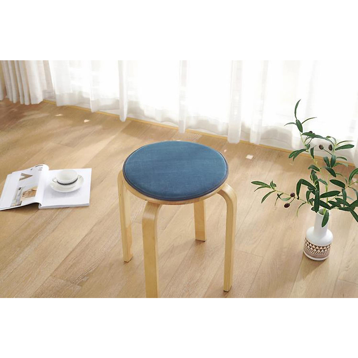 Happiness Decoration Round Seat Cushions for Stools with Ties 12-Inch Breathable Bar Stool Cushions Cover Tatami Cushion Pillow Kitchen, Home, Office Chair Pads (12 Inches, Yellow)