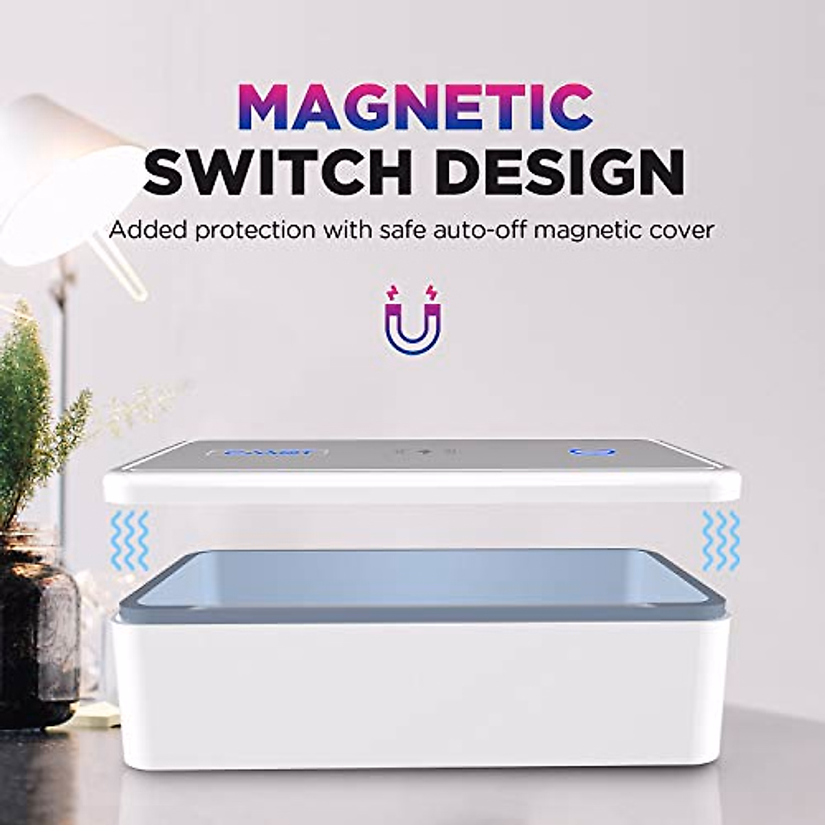 Cahot UV light Sanitizer Box, phone sanitizer with wireless charging, ultra-powerful 8 UV-C Sterilizer machine for Phone Toothbrush Nail Tools Jewelry and more