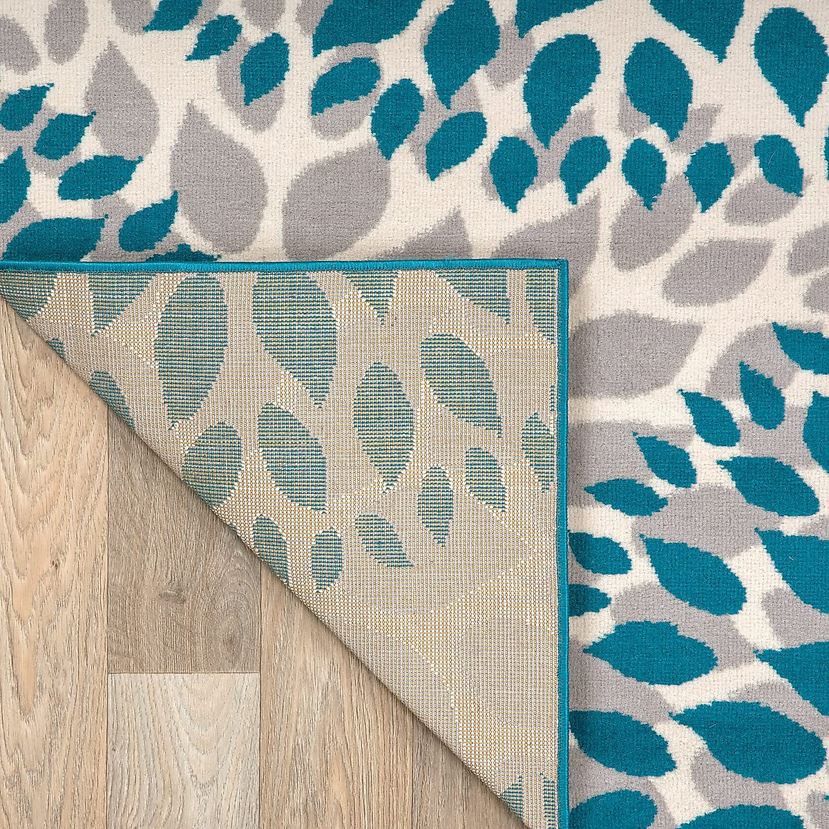 Rugshop Modern Floral Circles Design Easy Cleaning for Living Room,Bedroom,Home office,Kitchen Non Shedding Area Rug 5' x 7' Blue