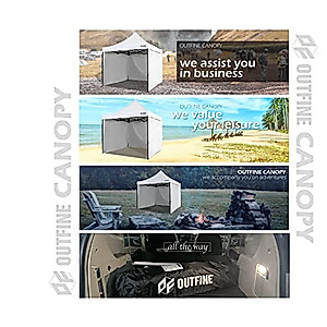 OUTFINE Canopy 10x10 Pop Up Commercial Canopy Tent with 3 Side Walls Instant Shade, Bonus Upgrade Roller Bag, 4 Weight Bags, Stakes and Ropes (White, 10*10FT)