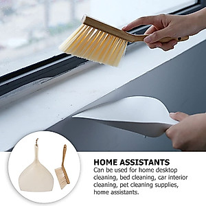 Cabilock 1 Set Desktop Broom Pets House Cleaning Brush Dustpan and Brush Hand Sweeping Brush Mini Broom and Dustpan Plastic Pet Carrier Broom with Dustpan Wooden Counter Household Child