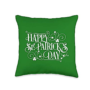 Saint Patrick's Day and Clover Tees & Gifts Happy St. Patrick's Day Clovers Throw Pillow, 16x16, Multicolor