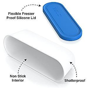 BALCI - Ice Cream Container - 2 Quart - Perfect Reusable Freezer Storage for Homemade Ice Cream Tubs for Sorbet, Frozen Yogurt and Gelato! - Flexible Silicone Lids, Long Scoop, Stackable - Blue