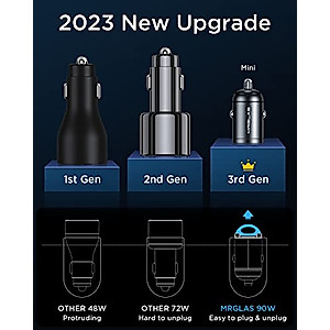 90W USB C Car Charger,2-Pack Super Mini Metal USB C Car Charger Fast Charging Adapter [PD+QC]&[Dual PD],MRGLAS Car Cigarette Lighter USB Charger Compatible with iPhone 14 13 Pro Max, iPad, Samsung